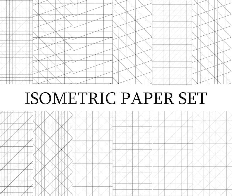 Isometric Graph Paper,bundle Grid Pape, Digital Graph Sheet, Journal ...