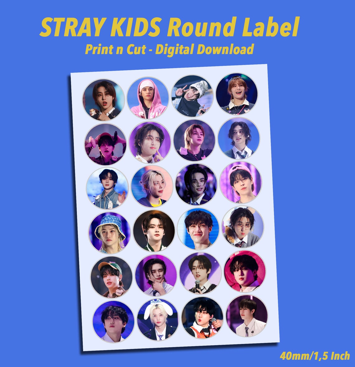 Printable Stray Kids Stickers,label Sheet,cupcake Topper, Stray Kids ...