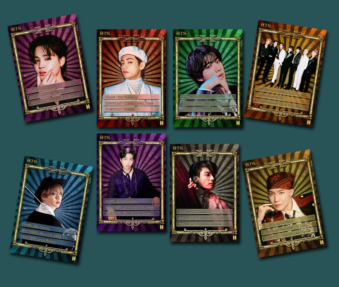 BTS Members Card Set Bts Members Card Set Print and Cut - Etsy Canada