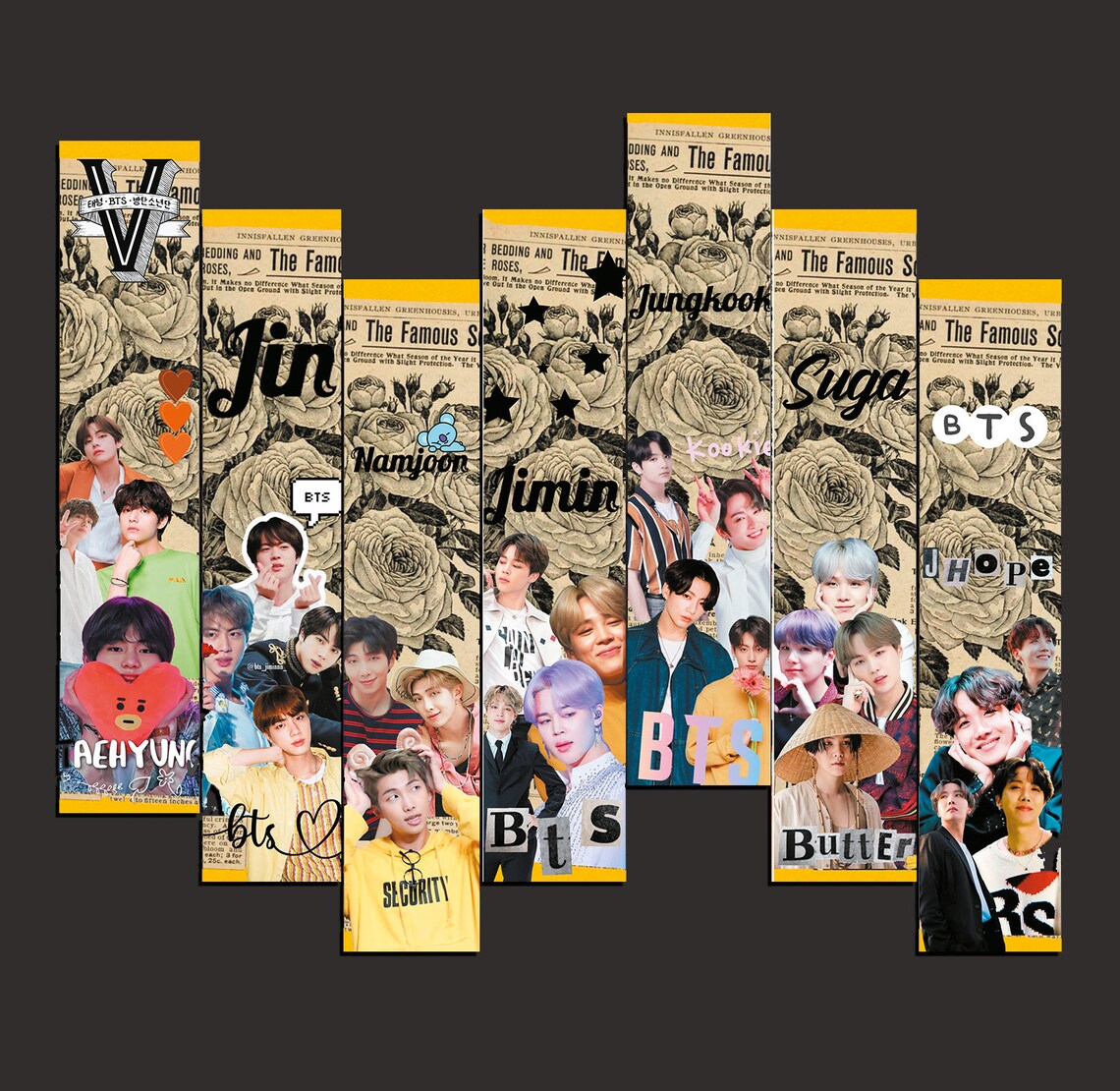 BTS Printable Bookmarks Prints DIGITAL DOWNLOAD Kpop Paper Stationery ...