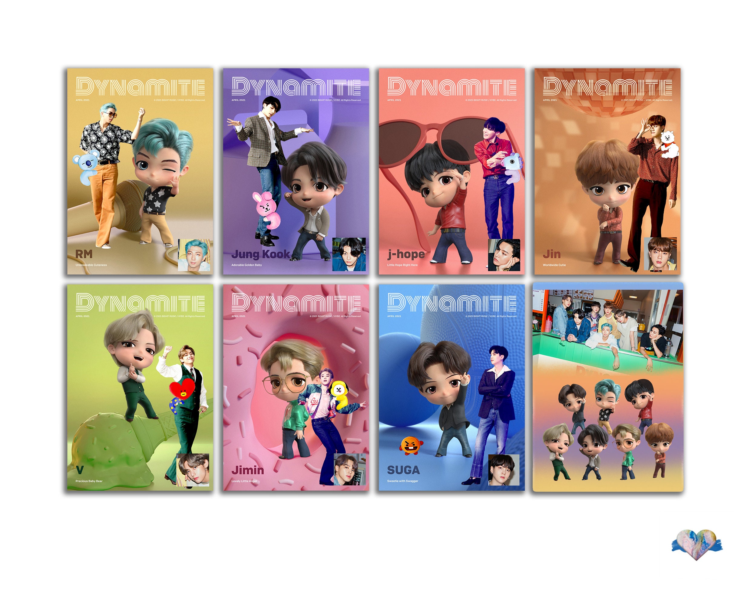 Bts Chibi Tinytan Dynamite Print N Cut Photocard Set Perfect T For