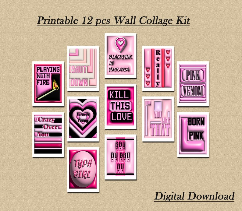 Blackpink Wall Collage Kit Kpop Room Decor Small Posters Etsy