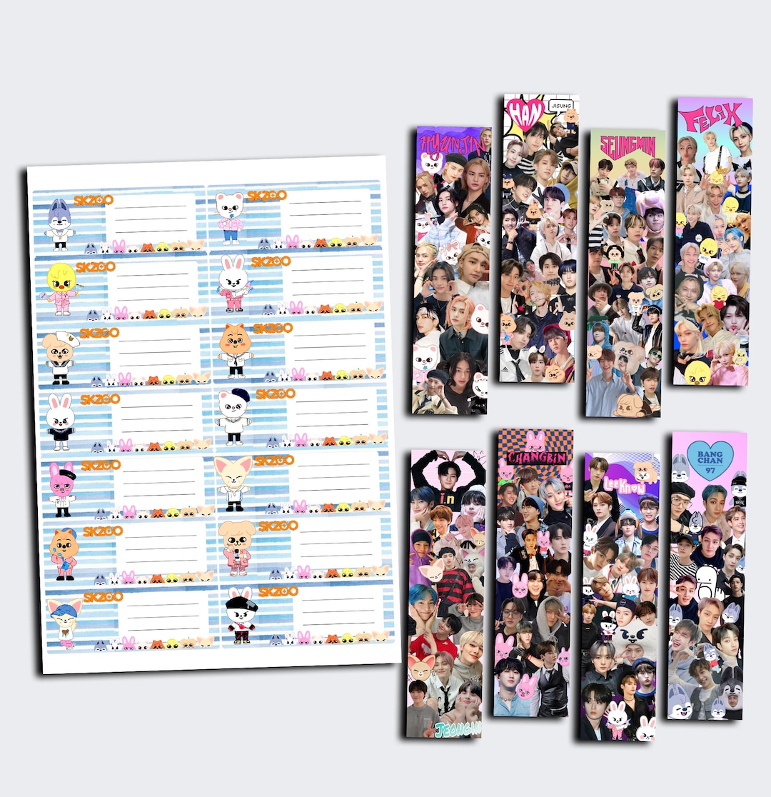 Stray Kids Skzoo School Label and Bookmark Set, Print N Cut, DIGITAL ...