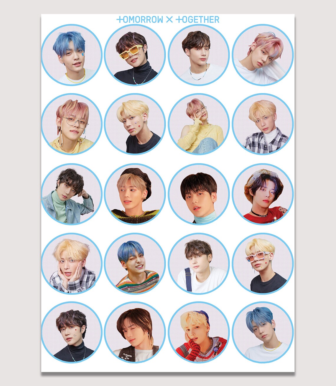 TXT Stickers, Printable Tomorrow X Together Label Sheet, Clipart ...