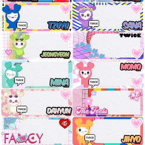 Twice Lovelys 14 Pieces Name Labels / A4 / Name Tag / Digital Download ...