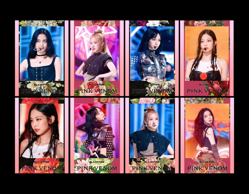 BLACKPINK Photocard Set Pink Venom Print N Cut digital Download Jisoo Rose Lisa Jennie Blackpink ...