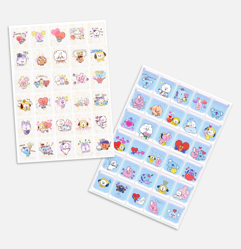 Buy BTS BT21 Sticker Label Sheet, Print N Cut, Digital Download ...