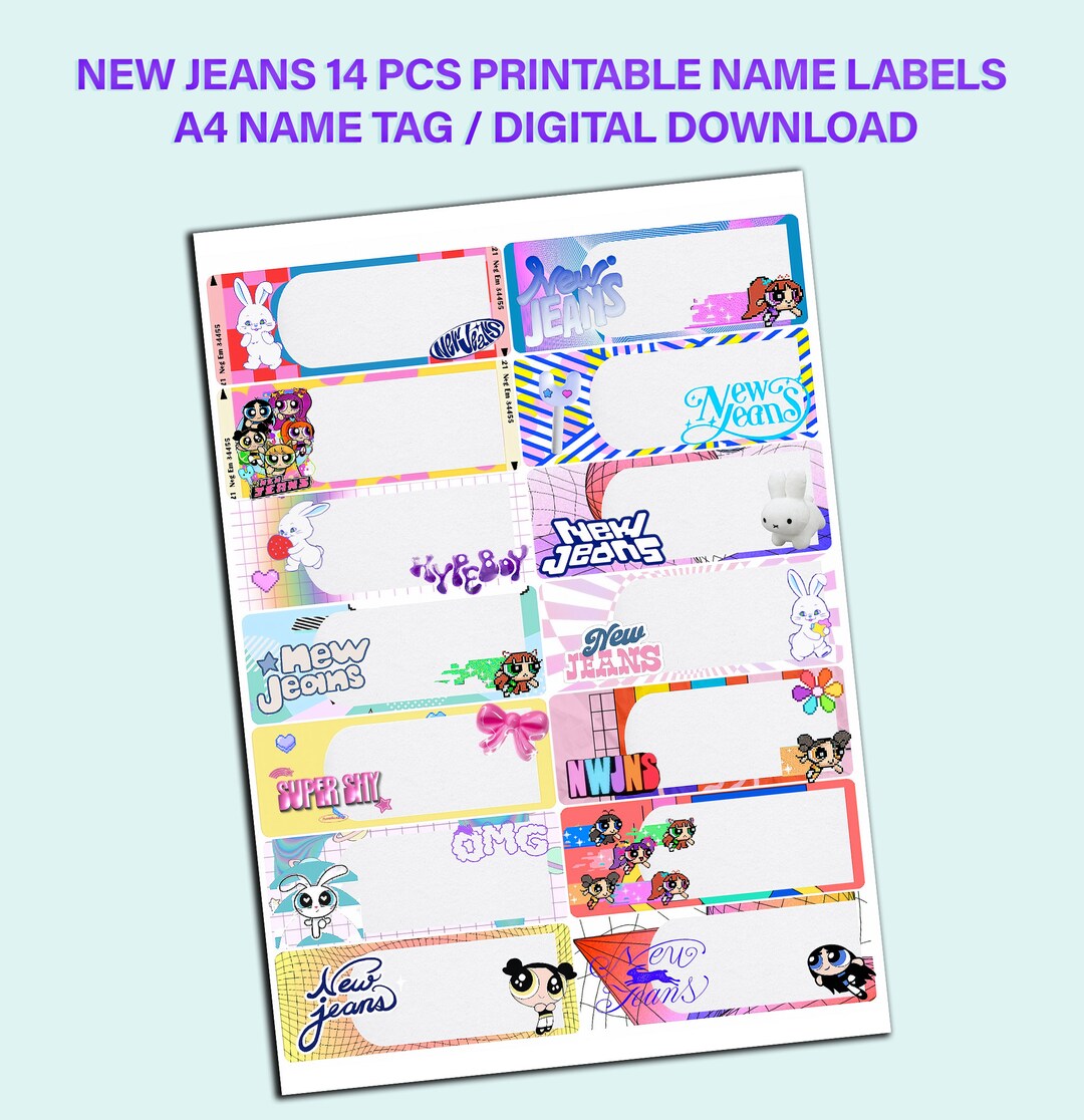 New Jeans Stickers/labels Sheet / Print N Cut / Name Tag / Digital ...