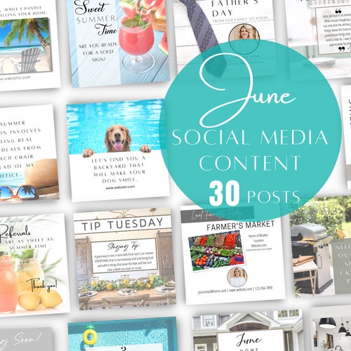 Real Estate July Social Media Posts Real Estate Marketing - Etsy