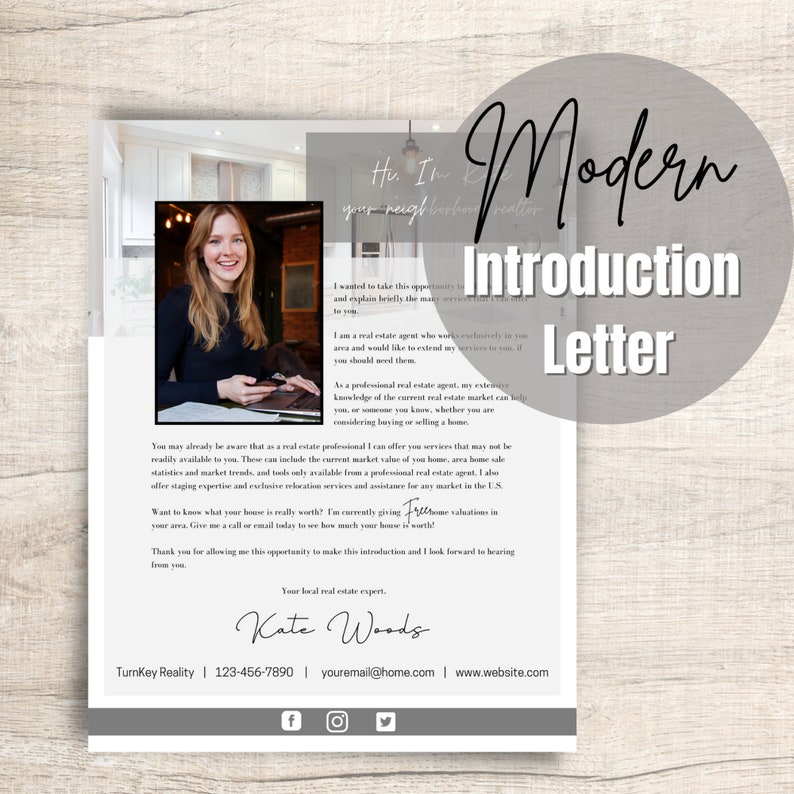Real Estate Agent Introduction Letter New Real Estate Agent - Etsy