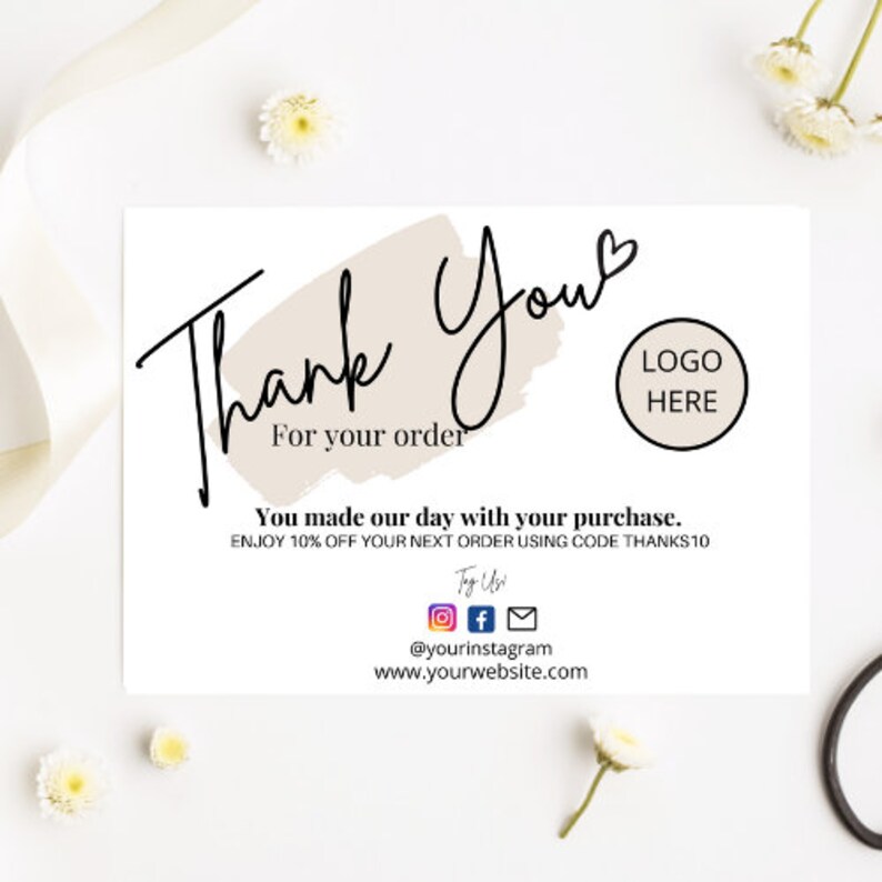 Neutral Business Thank You Cards Editable Purchase Insert Thank You ...
