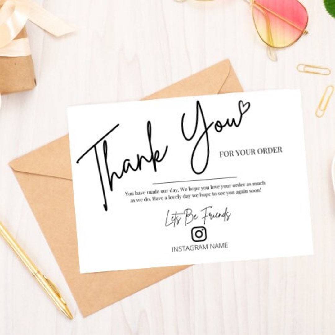 Tarjetas de agradecimiento imprimibles Plantilla empresarial IG Etsy Pequeñas empresas Gracias ...