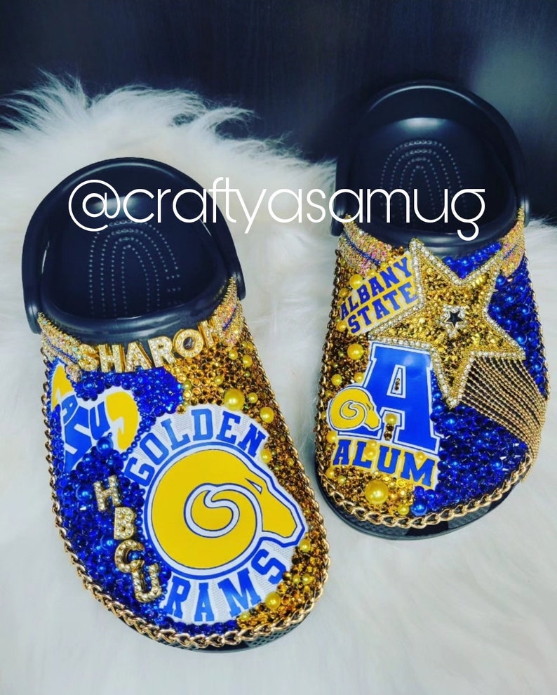 Custom University HBCU College School Spirit Rhinestone Bling Crocs - Etsy