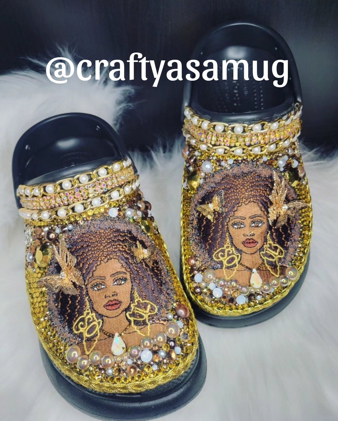 Custom Afro Soul Queen Matching Rhinestone Bling Crocs - Etsy