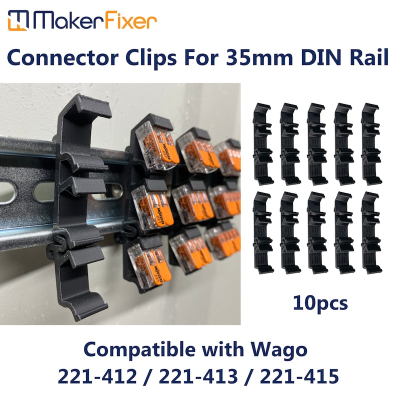 10pcs Din Rail Mounts For Wago 221 Connectors 3d Printed Etsy