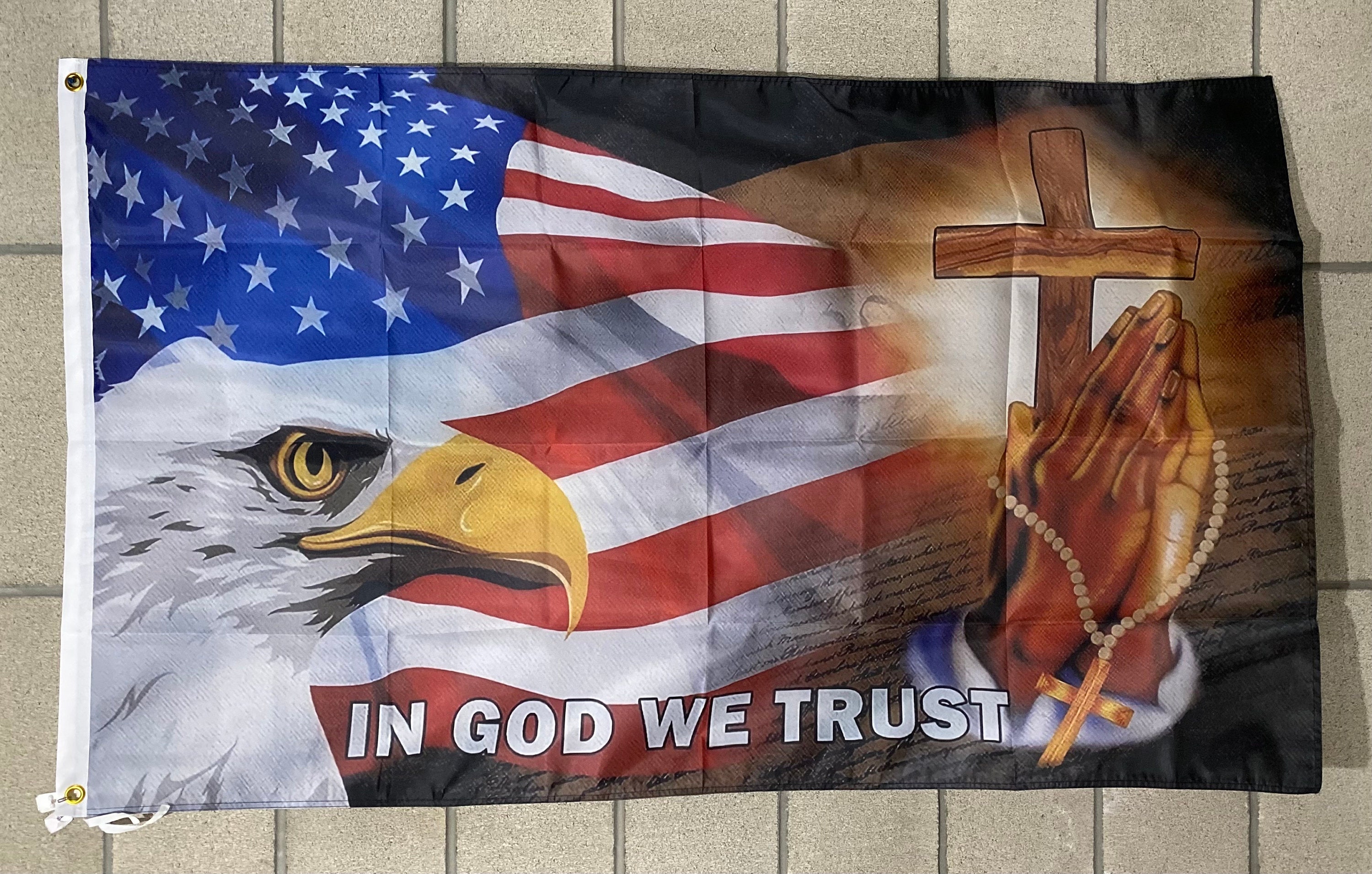 In God We Trust Flag FREE USA SHIP Lord Jesus Savior Prayer Church ...