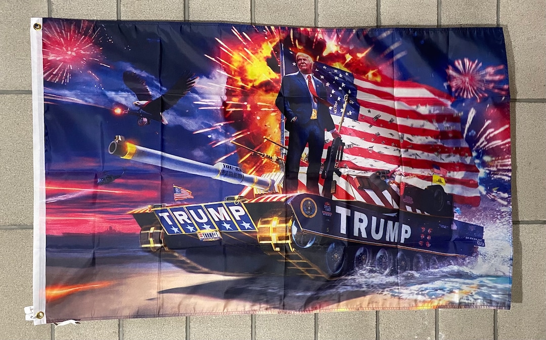 Donald Trump Tank Flag FREE USA SHIP Guns Choppers Maga America First ...