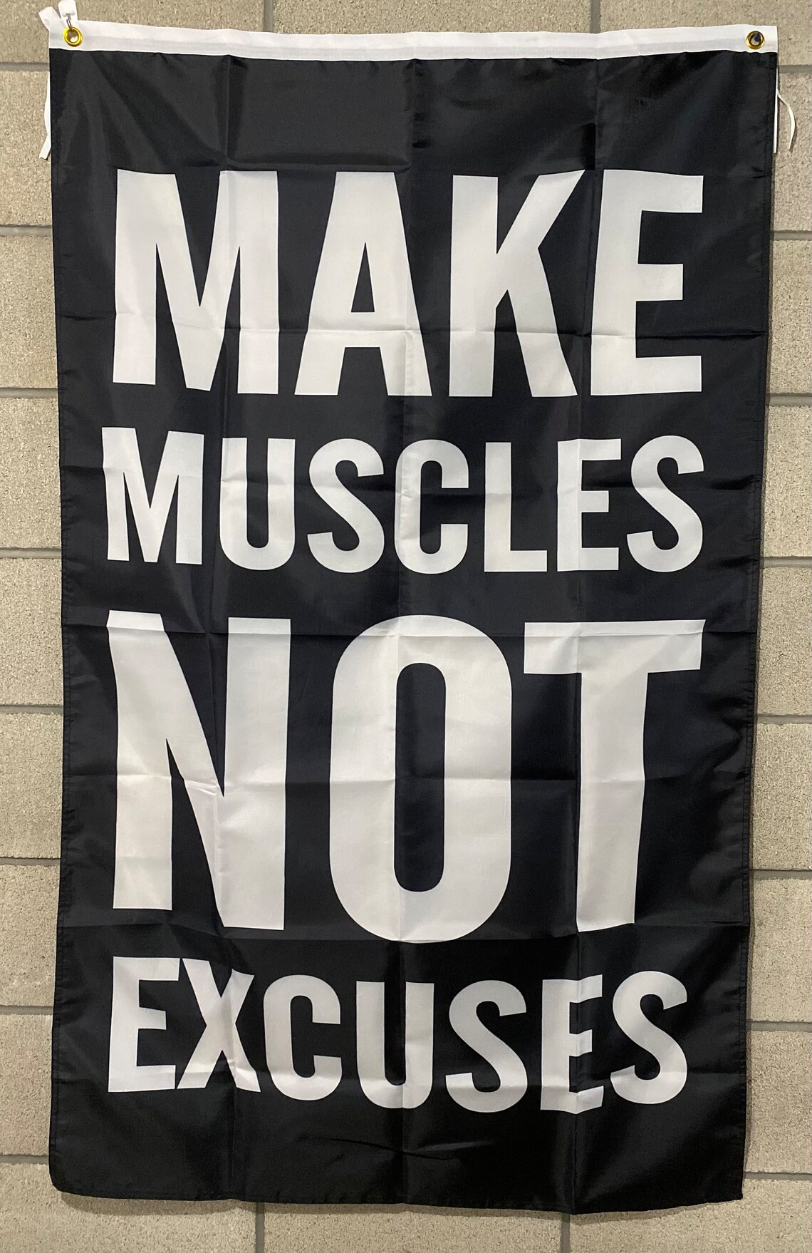 Motivation Flag FREE USA Ship Make Muscles Not Excuses Train Lift Gym ...