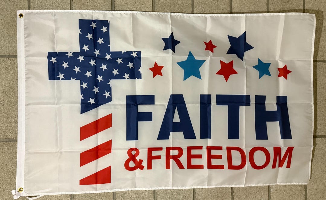 Faith & Freedom Pray Flag FREE USA SHIP Charlie Kirk Faith God Save ...
