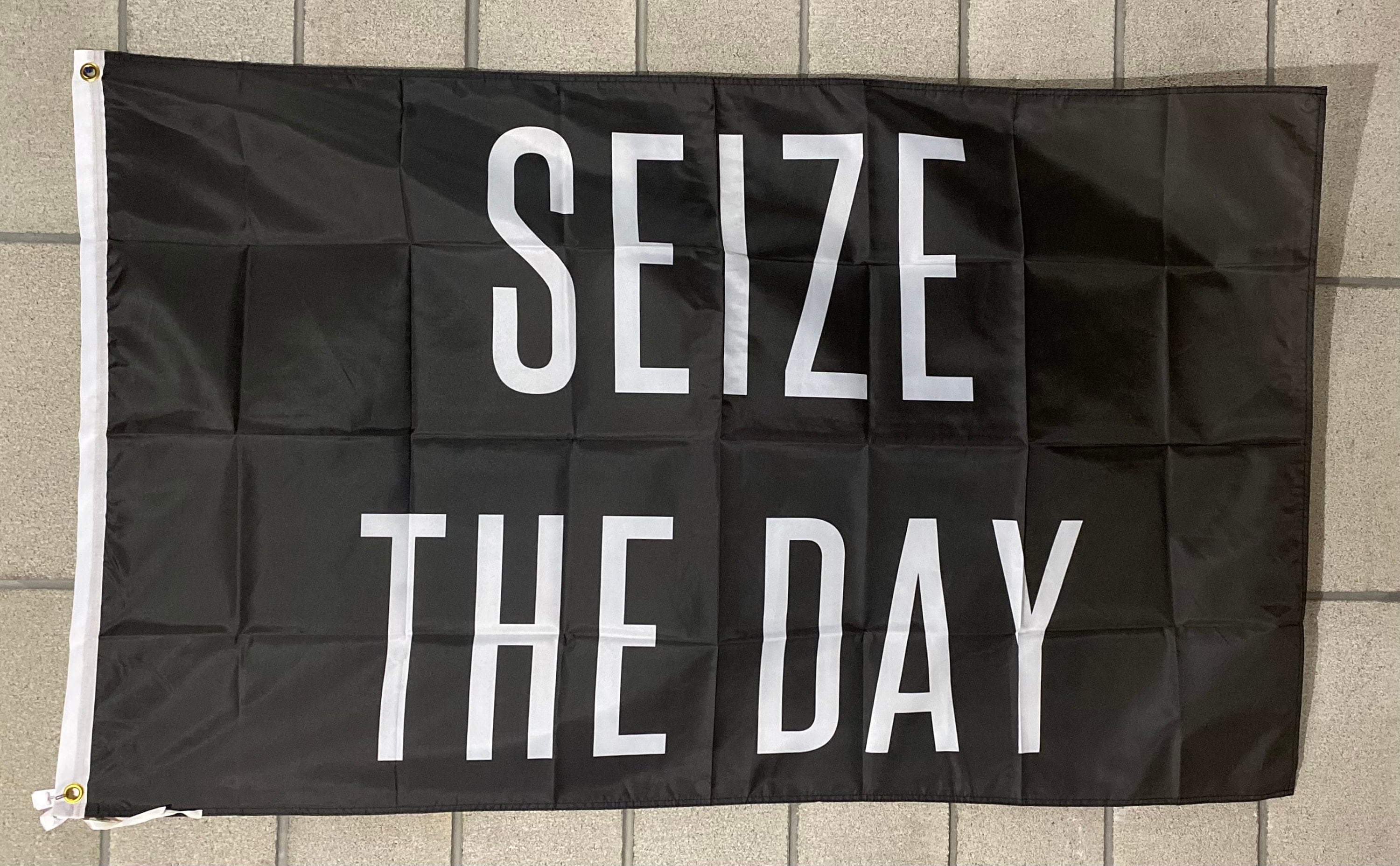 Motivation Flag FREE USA Ship Seize the Day Train Lift Gym Man Cave ...