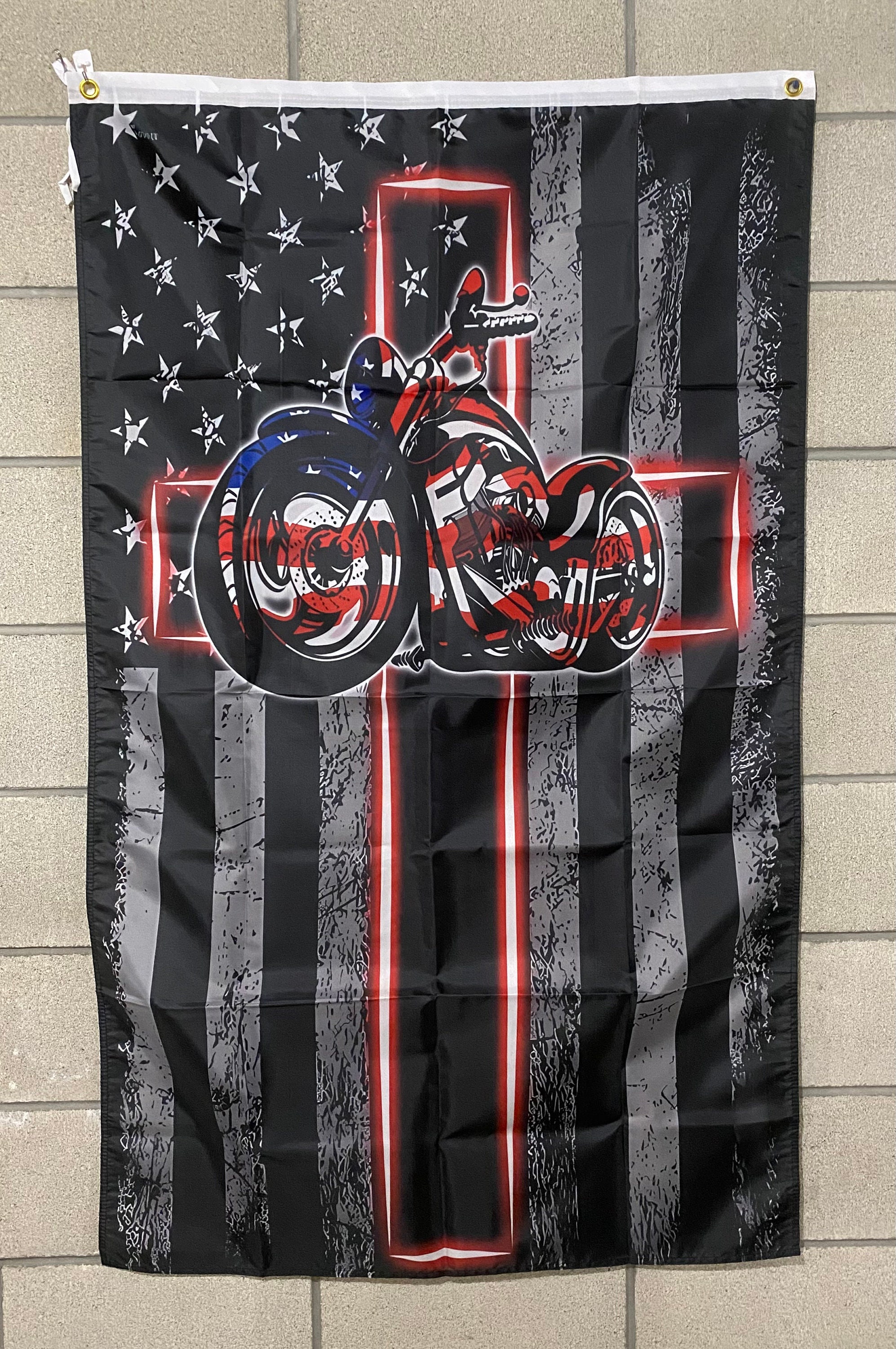 American Biker Cross Motorcycle Flag FREE USA SHIP Lord Jesus Savior ...