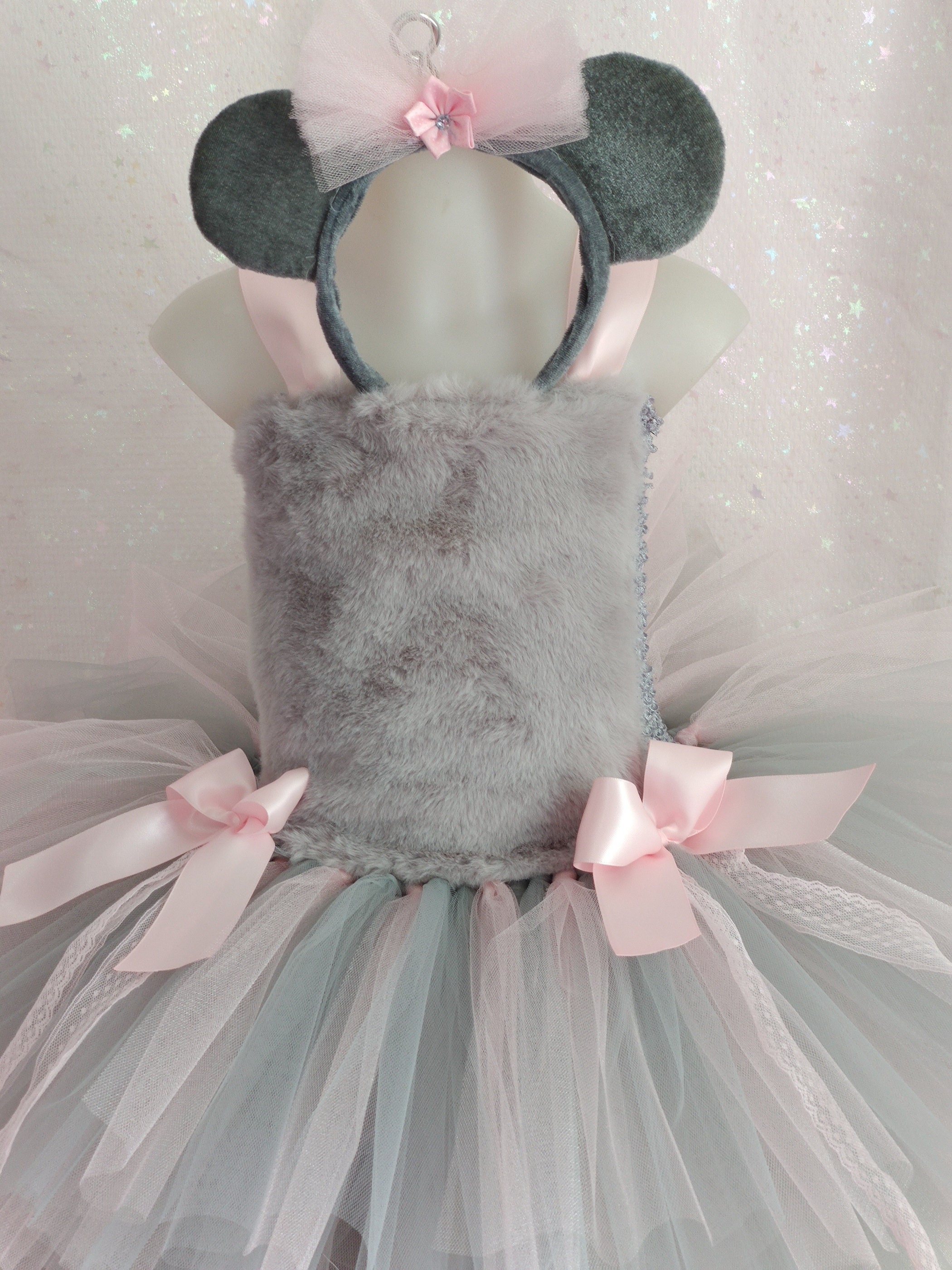 Vestido de tutú de ratón gris y rosa disfraz de bebé de pelo - Etsy España