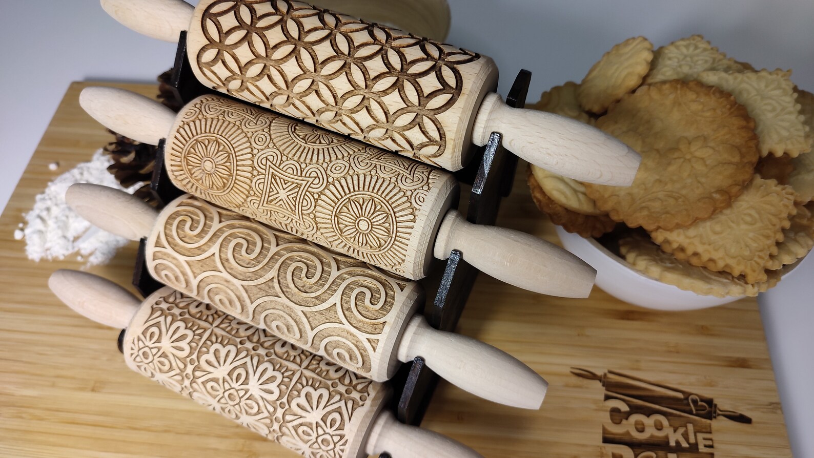 4 PACK Patterns Rolling Pin Personalized Pin Rolling Pin - Etsy