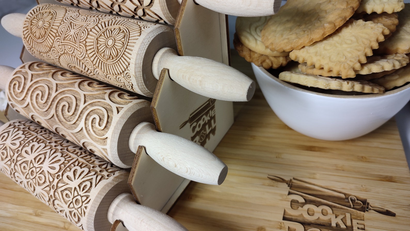 4 PACK Patterns Rolling Pin Personalized Pin Rolling Pin - Etsy