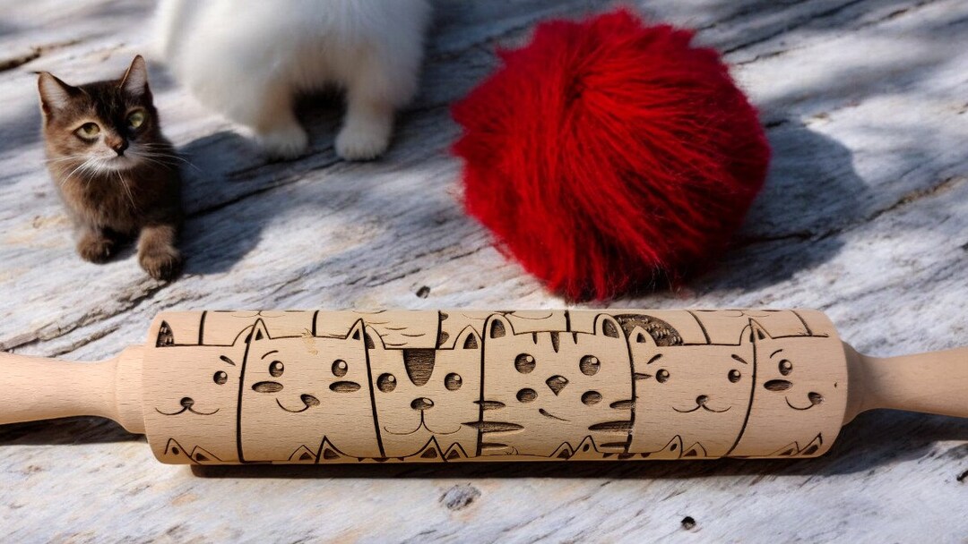 Lovely Cats - Rolling Pin Personalized Pin Rolling Pin Vintage Pastry ...