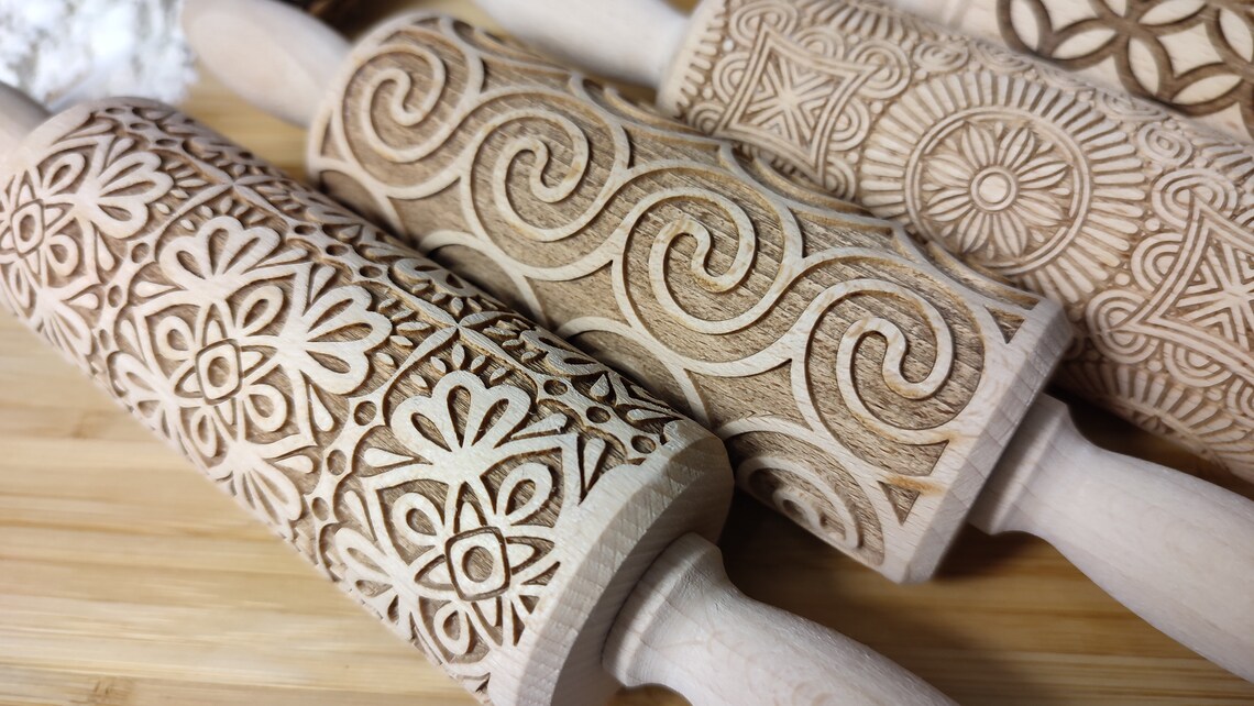 4 PACK Patterns Rolling Pin Personalized Pin Rolling Pin - Etsy