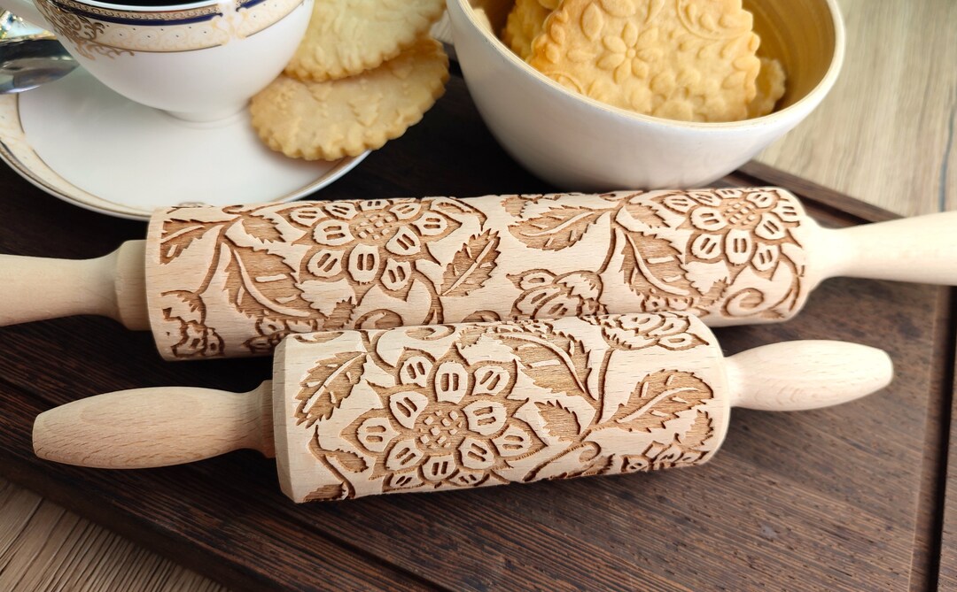 Mom's Flower - Rolling Pin Personalized Pin Rolling Pin Vintage Pastry ...