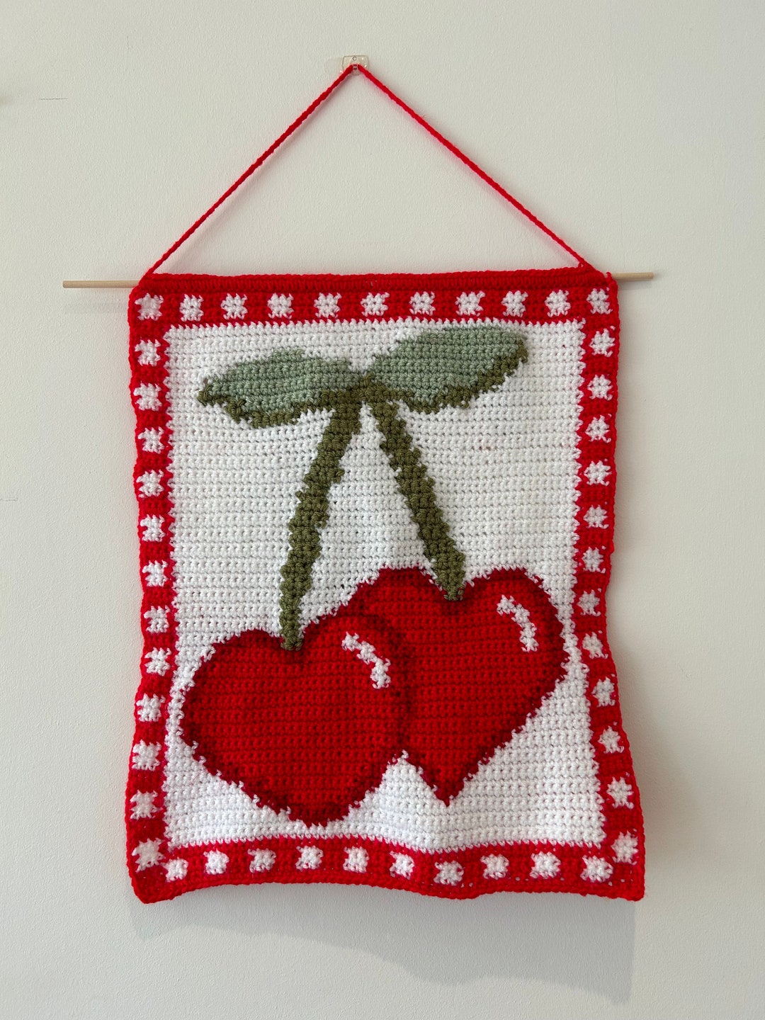 Cute Heart Cherries Crochet Tapestry Pattern - Digital Download PDF - Etsy