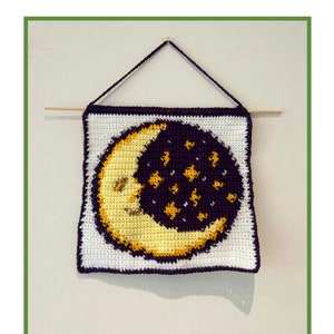 Moon and Stars Crochet Tapestry Pattern - Digital Download PDF | Wall ...