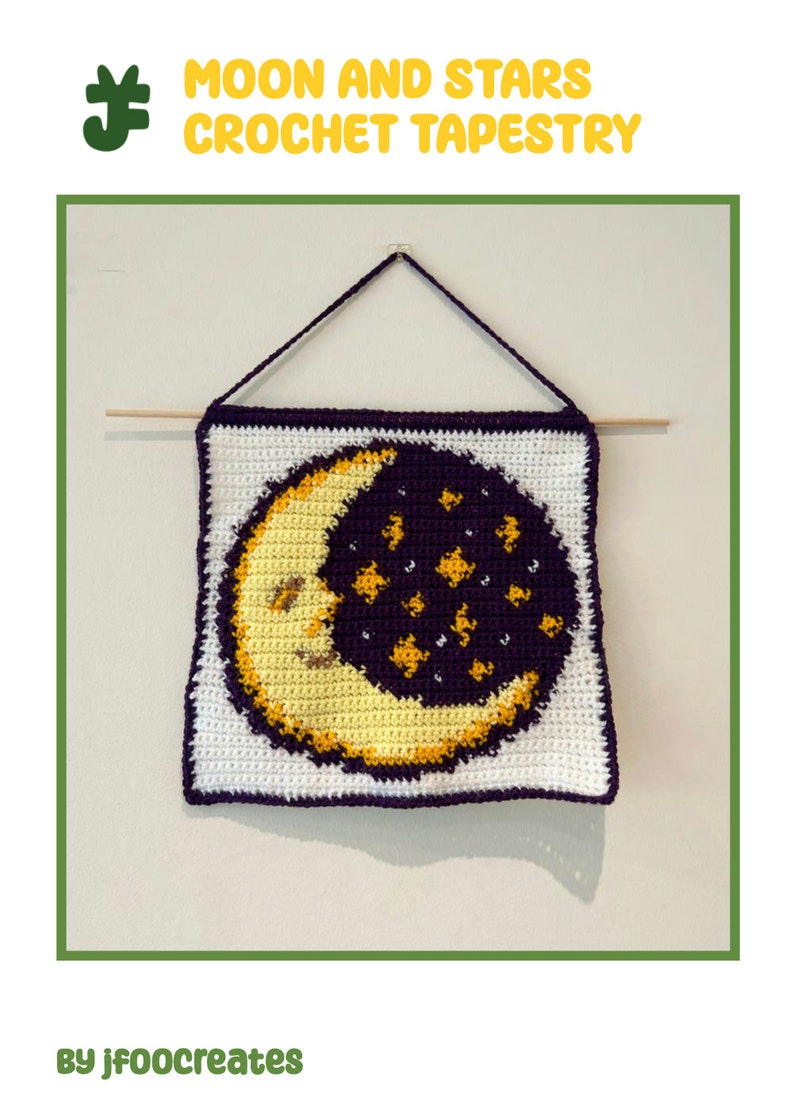 Moon and Stars Crochet Tapestry Pattern - Digital Download PDF | Wall ...