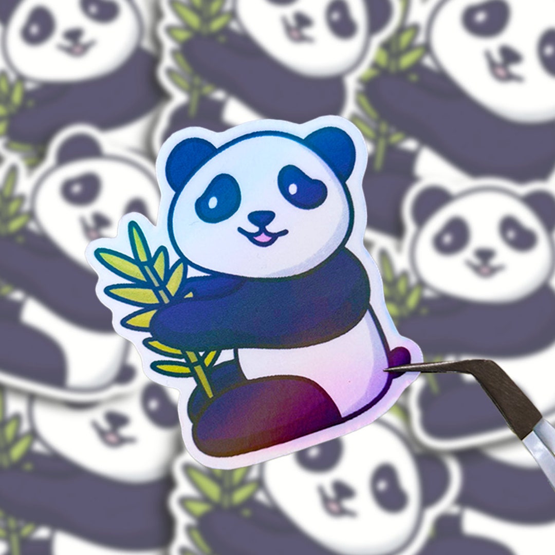 Panda Vinyl Sticker - Holographic/water Resistant | Glossy Finish ...