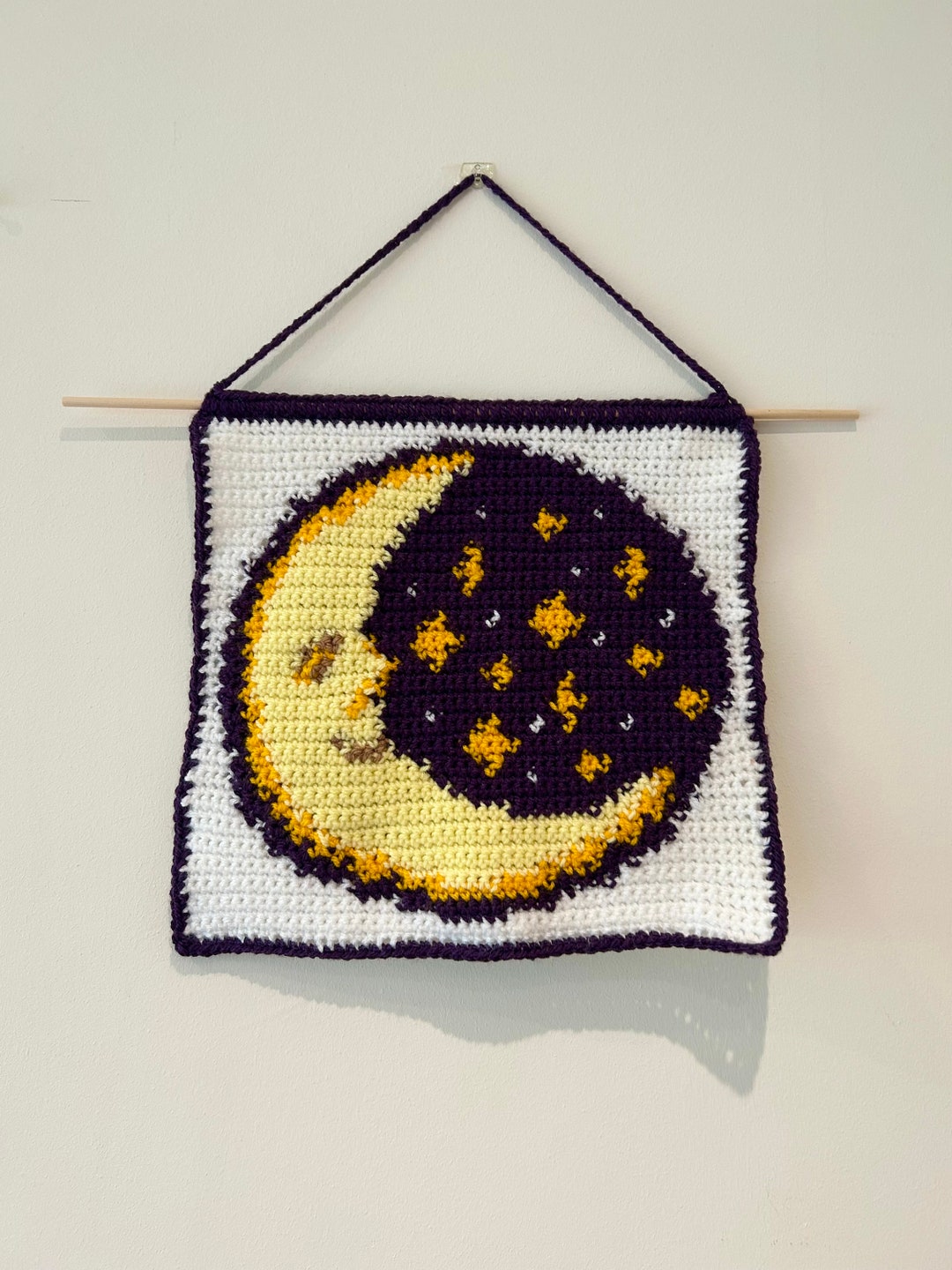 Moon and Stars Crochet Tapestry Pattern - Digital Download PDF | Wall ...