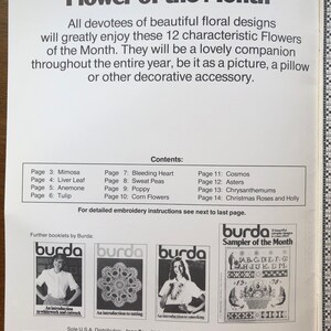 Burda Flower of the Month Cross Stitch Booklet - Etsy