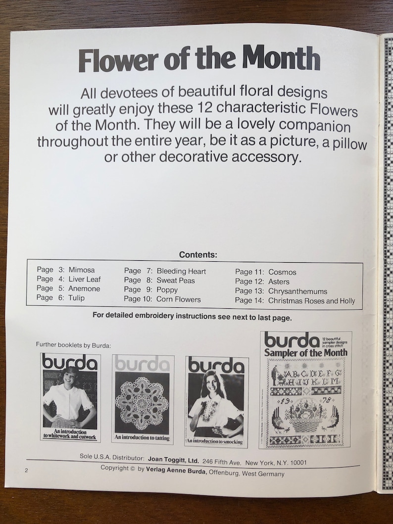 Burda Flower of the Month Cross Stitch Booklet - Etsy