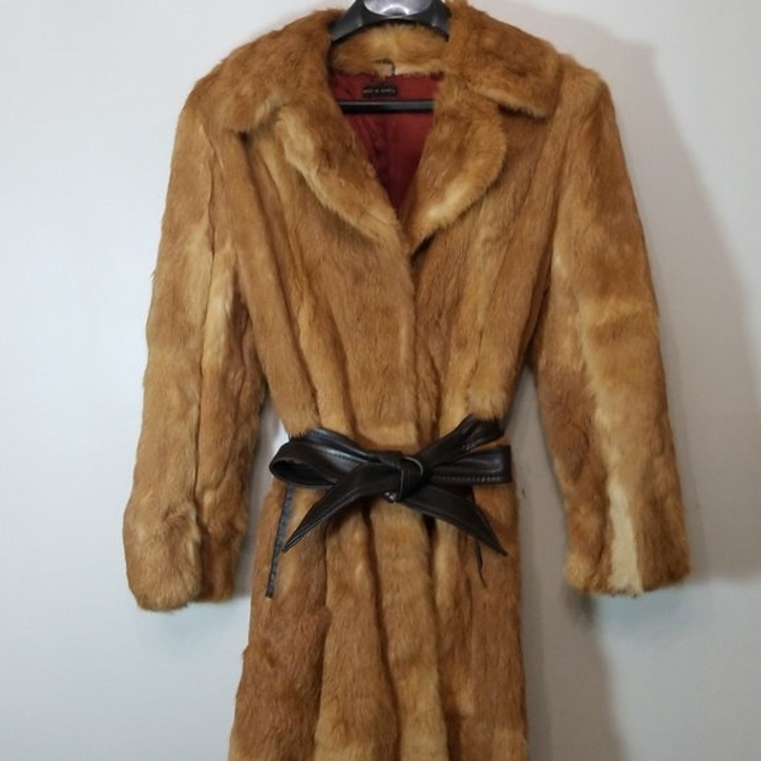 Vintage Genuine Rabbit Trench Coat, Vintage Fur - Etsy