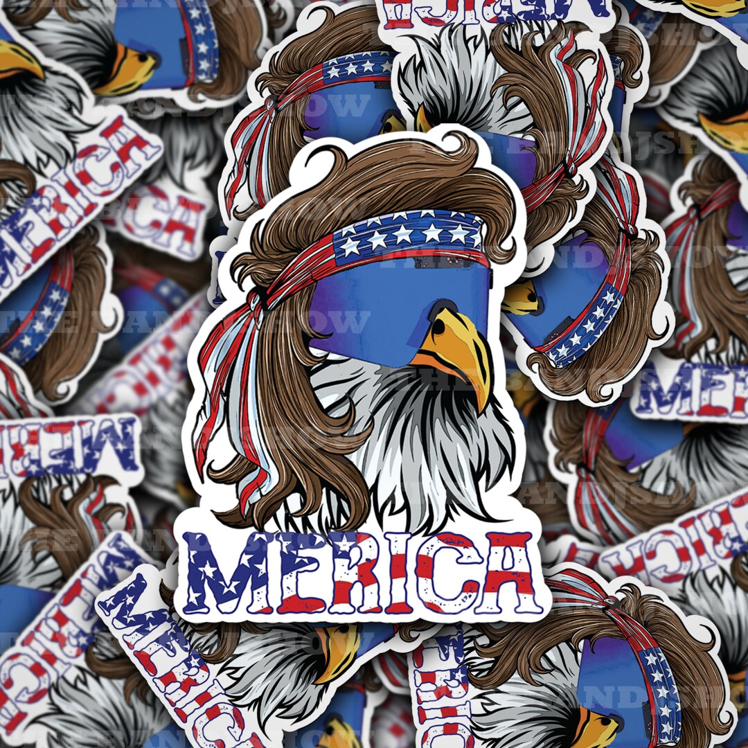 Merica Mullet Eagle - Vinyl Sticker - Decal, Windows, Laptops Etc ...