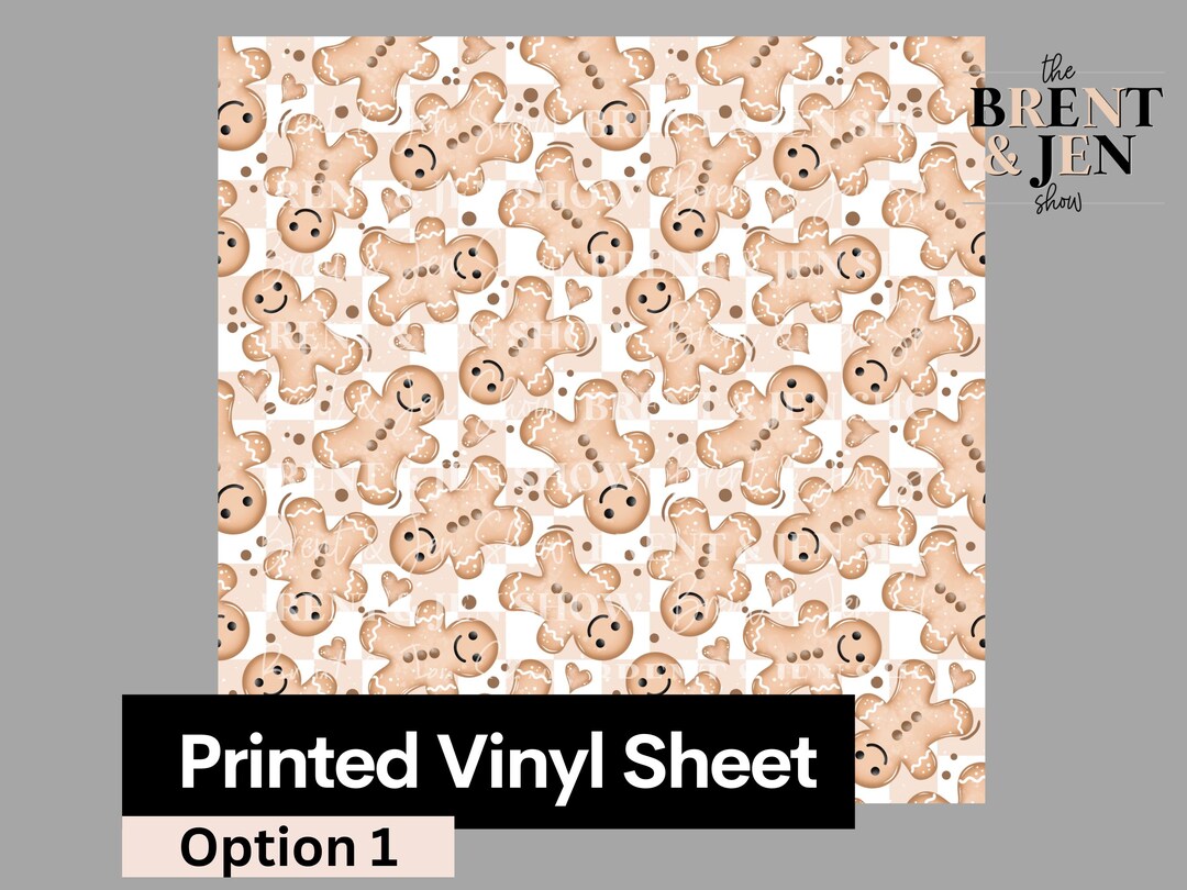 Gingerbread Hearts Printed Vinyl Sheet, Christmas Winter Print - Etsy