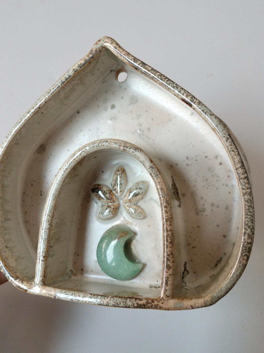 Handmade Ceramic Altar: Mandala Moon Wall Art With Aventurine Crystal ...