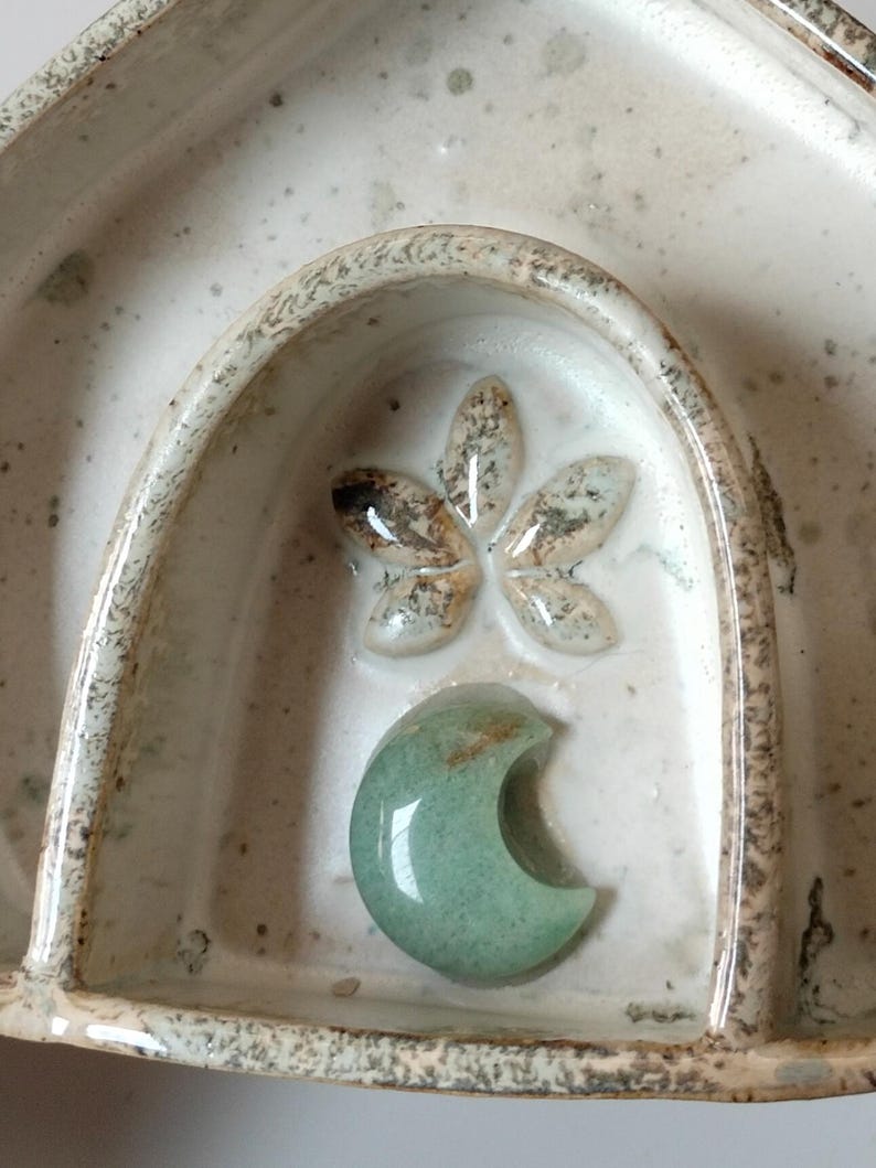 Handmade Ceramic Altar: Mandala Moon Wall Art With Aventurine Crystal ...