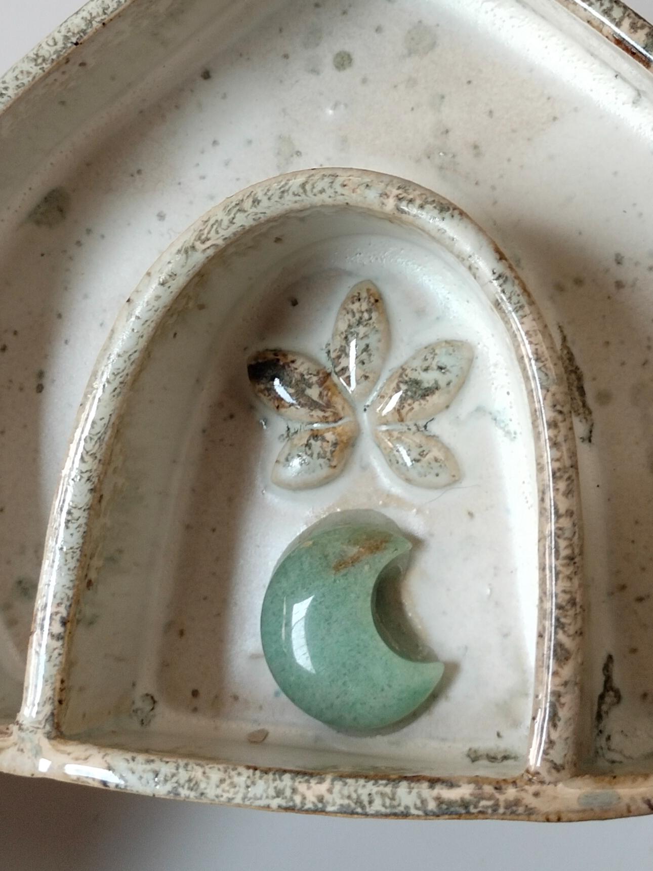 Handmade Ceramic Altar: Mandala Moon Wall Art With Aventurine Crystal ...
