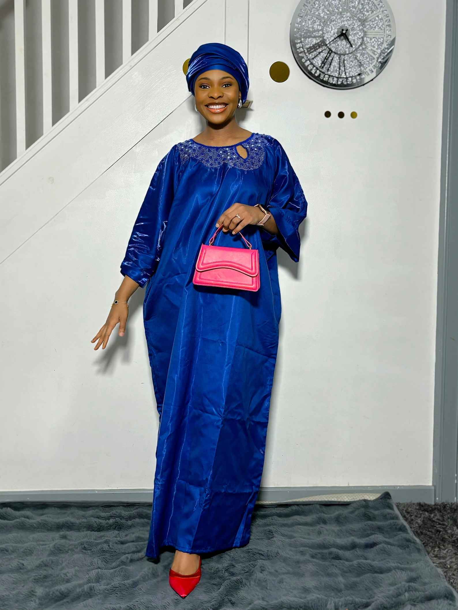Elegant One-size-fits-all Bubu Dress With Embroidered Keyhole Neckline ...