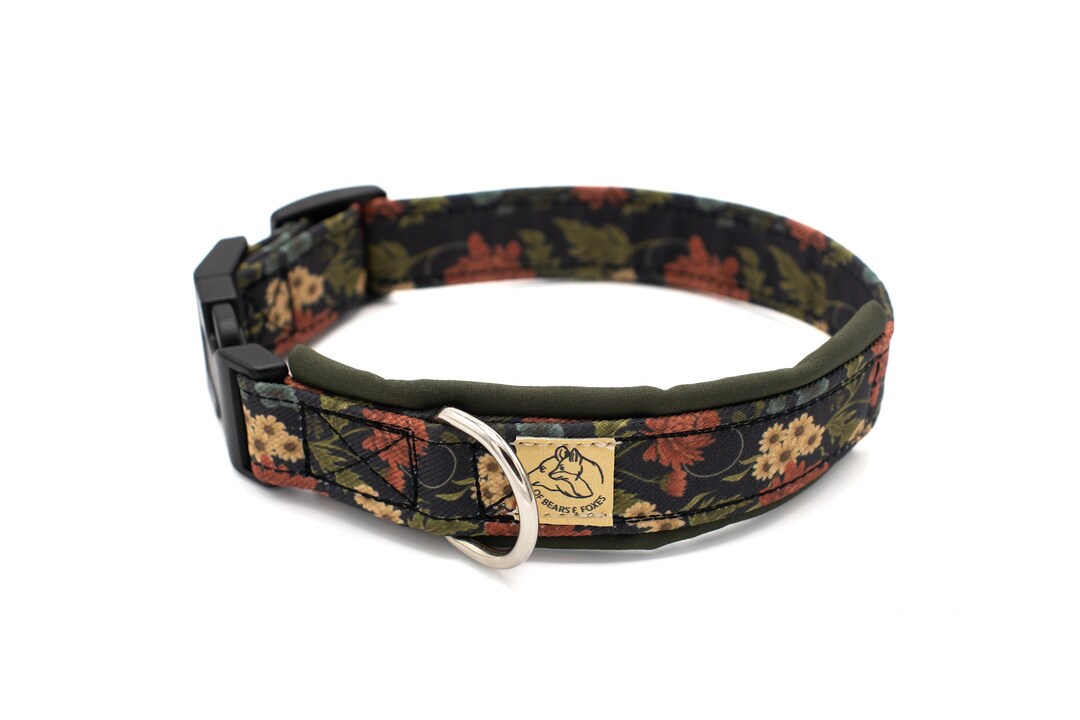 Of Bears and Foxes Dog Collar Vintage Flower Black - Etsy