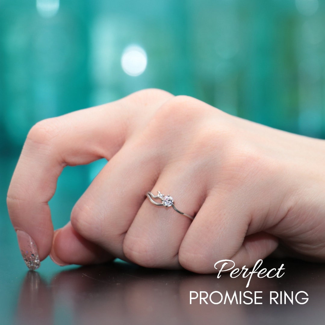 Ocean Wave Promise Ring Dainty Ocean CZ Engagement Ring - Etsy UK