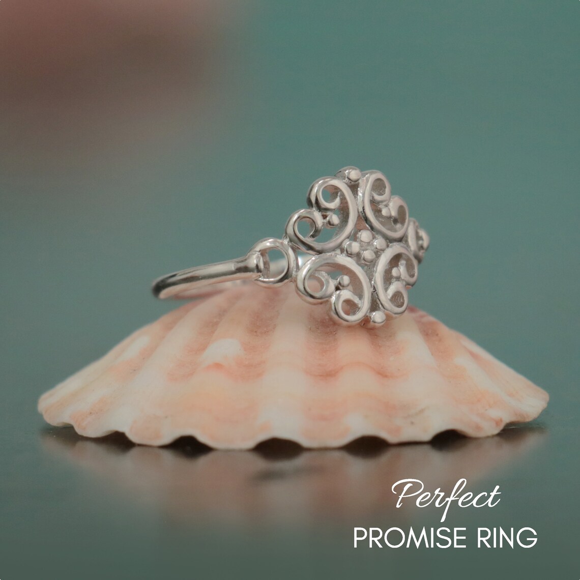 Vintage Style Filigree Flower Promise Ring for Women Sterling - Etsy