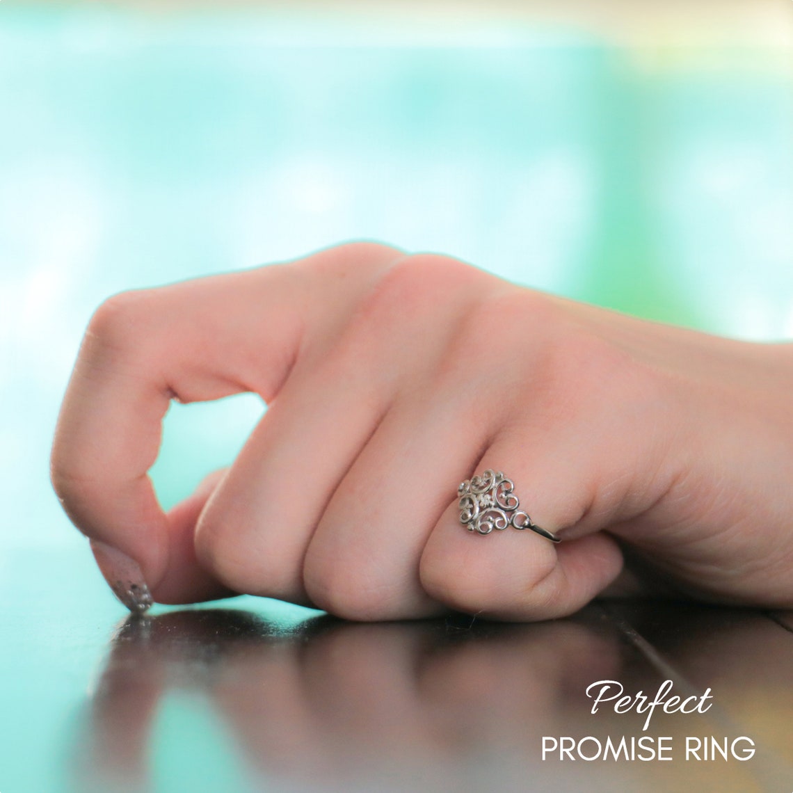 Vintage Style Filigree Flower Promise Ring for Women Sterling - Etsy