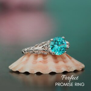 Ocean Wave Engagement Ring Sterling Silver Ocean Blue CZ - Etsy